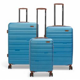Erweiterbarer blauer Hartschalenkoffer aus ABS mit 8 Rollen, robuster Reisekoffer, Urlaubsgep&auml;ck