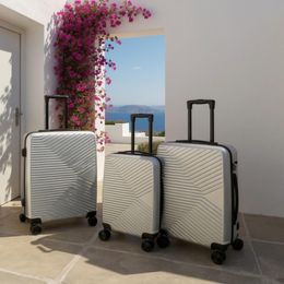 Hartschalenkoffer Silber Robuster 8-Rad-Handgep&auml;ckkoffer