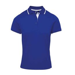Premier - "Coolchecker" Poloshirt f&uuml;r Damen (K&ouml;nigsblau/Wei&szlig;)