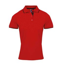 Premier - "Coolchecker" Poloshirt f&uuml;r Damen (Rot/Schwarz)