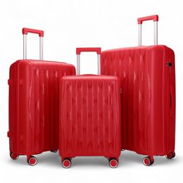 Hartschalenkoffer Rot Robustes Kofferset 8 R&auml;der Kabine TSA Gep&auml;ckkoffer Urlaub Reise