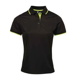 Premier - "Coolchecker" Poloshirt f&uuml;r Damen (Schwarz/Limone)