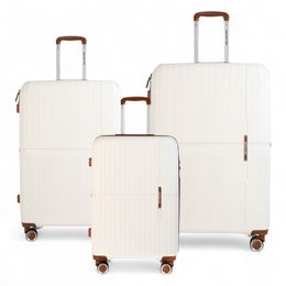 Hartschalenkoffer, Wei&szlig;, robust, 8 Rollen, Handgep&auml;ck, Urlaubsreisekoffer