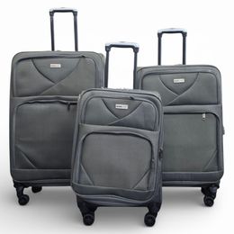 Softshell, leichte graue Nylon-Reisetasche mit vier R&auml;dern, Weihnachtskoffer
