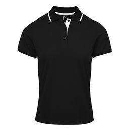 Premier Womens/Ladies Coolchecker Contrast Pique Polo Shirt (Schwarz/Wei&szlig;)