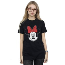 Disney Damen/Damen Minnie Mouse Head Baumwolle Boyfriend T-Shirt (Schwarz)