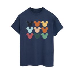 Disney Damen/Damen Micky Maus K&ouml;pfe Quadrat Baumwolle Boyfriend T-Shirt (Marineblau)