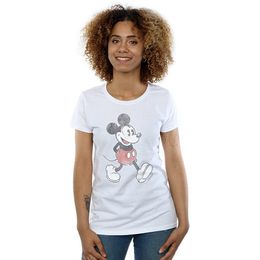 Disney Damen/Damen Walking Mickey Mouse T-Shirt aus Baumwolle (Wei&szlig;)