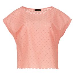 Korallenfarbenes &auml;rmelloses besticktes Top