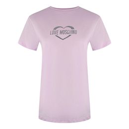 Moschino T-shirt Mit Gl&auml;nzendem Herzlogo In Pink