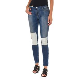 Met Lange Denim-Hose mit Trageeffekt und schmal geschnittenen S&auml;umen 10DB50350 woman