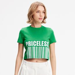 Typo-Druck Crop-T-Shirt
