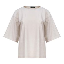 &Uuml;bergro&szlig;es T-Shirt aus Jacquard-Baumwollmischung mit ellbogenlangen &Auml;rmeln