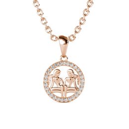 Zwillinge Sternzeichen Anh&auml;nger - Ros&eacute;gold und Kristall