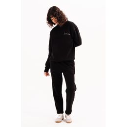 JUSTEVER Relaxed Fit, hochgeschnittene, fleecegef&uuml;tterte schwarze Damen-Trainingshose - Echo