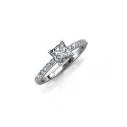 Einfacher quadratischer Ring - Silber und Kristall