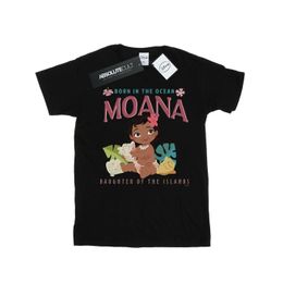 Disney Damen/Damen Moana Born In The Ocean Baumwoll-Boyfriend T-Shirt (Schwarz)