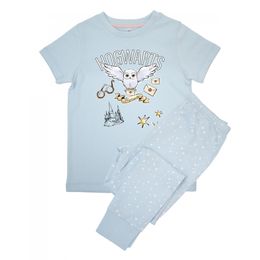 Harry Potter - Schlafanzug mit langer Hose f&uuml;r M&auml;dchen kurz&auml;rmlig (Babyblau)
