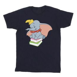Disney - "Dumbo Sitting On Books" T-Shirt f&uuml;r M&auml;dchen (Marineblau)