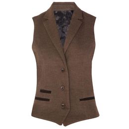 Hellbraune Weste aus Tweed im Fischgr&auml;tmuster der 1920er-Jahre f&uuml;r Damen