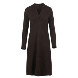 Braunes Melange-Langarm-Jerseykleid mit Empire-Linie