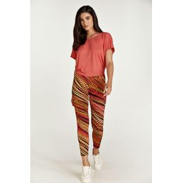 Rote Leggings mit mehrfarbigem Druck