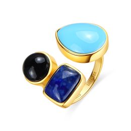 Luxenter Ring aus 925er Sterlingsilber mit gr&uuml;nem Paraiba-Hydrothermalquarz, 18 Karat Gelbgold-Finish &ndash; Miya