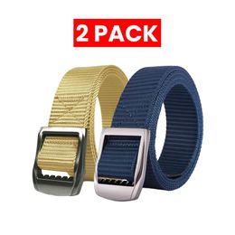 Enzo | 2er Pack Herren Canvas G&uuml;rtel - Beige & Marineblau