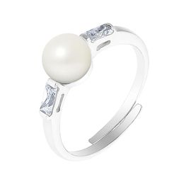 DIADEMA - Massiver Ring mit S&uuml;&szlig;wasserperle - Pure White Kollektion