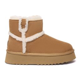 EVER AU Damen Leder Chic Plateau Kurzstiefel - Barren