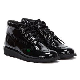 Kickers Kick Hi Womens Patent Stiefel - (Schwarz)
