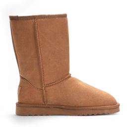 Damen Winterstiefeletten aus echtem Schaffell in Kastanienbraun mit Wildleder-Optik - D&auml;mmerung