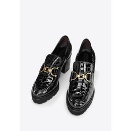 Wittchen Damen-Pumps aus Lackleder mit Krokodilschnalle, Schwarz