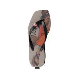 Uzurii Beach Cocktail Girl Flip-Flops mit mittelhohem Absatz in Taupe