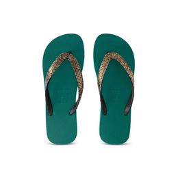 Uzurii Python Bronze Flip Flop Waldgr&uuml;n