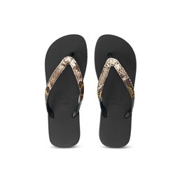 Uzurii Python Taupe Flip Flop Schwarz