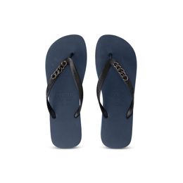 Uzurii Silberne kleine Flip-Flops, marineblau