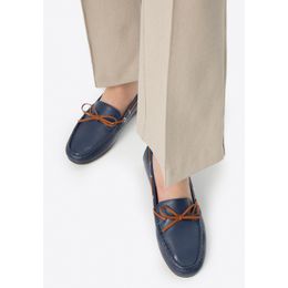 Wittchen Damen-Ledermokassins mit Riemen, Marineblau und Braun, Naturleder