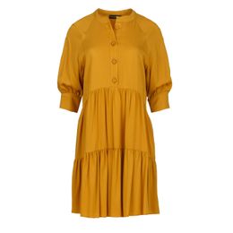 Lockeres senffarbenes R&uuml;schenkleid