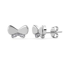 Schmetterlingsschleifen-Ohrringe - Silber und Kristall