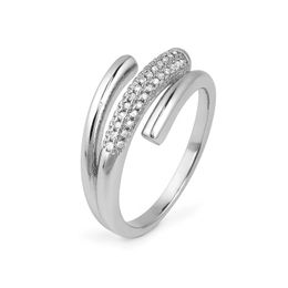 Luxenter Ring mit funkelnden Zirkonia-Steinen, rhodiniert &ndash; Jedrac