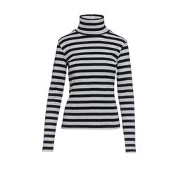 Gestreifter Pullover mit schwarzem und grauem Polokragen