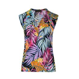 Fuchsia Sommer V-Ausschnitt Top in Print Stretch Jersey Stoff
