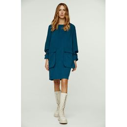 Petrolblaues Kleid mit Taschen aus Tencel