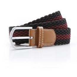 Asquith & Fox Herren Stretchg&uuml;rtel mit zweifarbigem Streifengeflecht (Schwarz/Burgund)