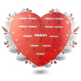 &Uuml;berraschungsherz-Adventskalender - 14 Juwelen - Ros&eacute;gold und Kristall