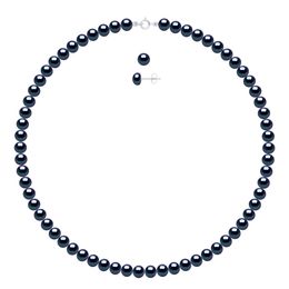 Set bestehend aus: Halskette aus echten S&uuml;&szlig;wasser-Zuchtperlen, halbrund, 6&ndash;7 mm
