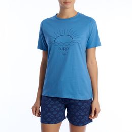 Damen-Sommerpyjama aus 100 % Baumwolle KL40000 Kurzarm-T-Shirt und Shorts, Fr&uuml;hlings-Sommerpyjama