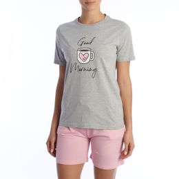 Damen-Sommerpyjama aus 100 % Baumwolle KL40000 Kurzarm-T-Shirt und Shorts, Fr&uuml;hlings-Sommerpyjama