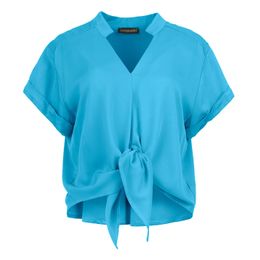 Bluse aus Viskose mit Bindung vorne in Himmelblau